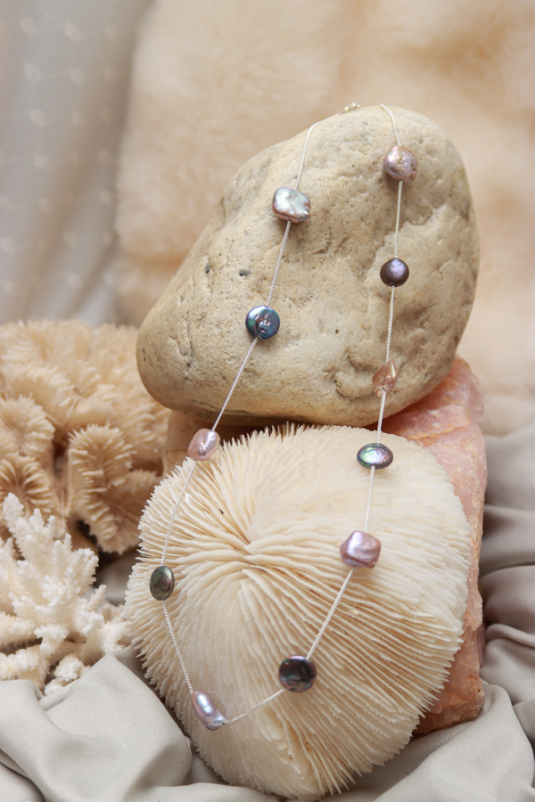 Multiple Freshwater Pearl Necklace - Silver Chain – CREATIVE PEARLS